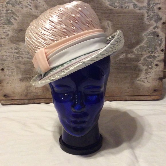 Vintage | Accessories | Vtg 6s Mod Fedora Pink And Blue Straw Regency ...
